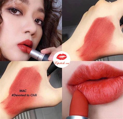 Son Mac 316 Son Mac Devoted To Chili Đỏ Gạch Powder Kiss Lipstick