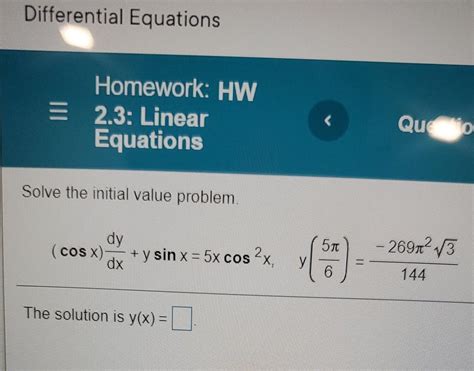 Solved Differential Equations Homework Hw 2 3 Linear