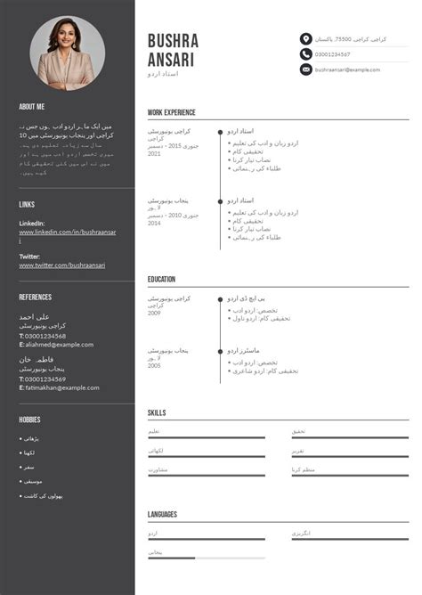 Urdu Resume Detailed CV Template And Writing Guide In Urdu