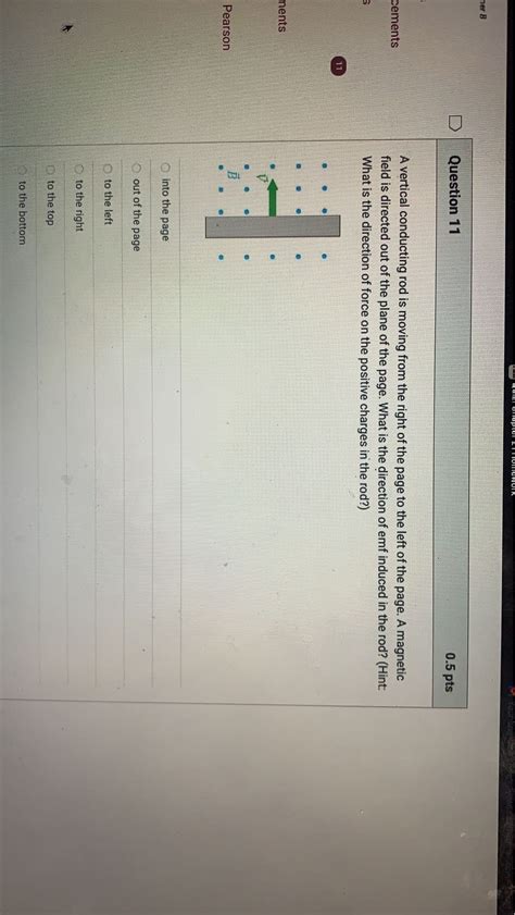 solved question 11 0 5pts a vertical conducting rod is