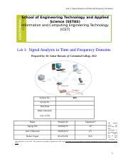 Signal Analysis Techniques In Protocols For Engineering Course Hero