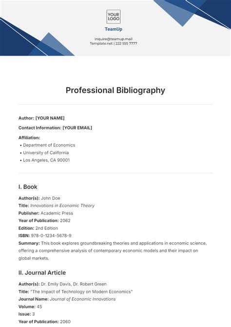 Free Professional Bibliography Template To Edit Online