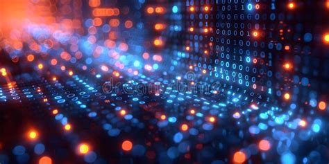 Digital Signboard Displaying Neon Blue Binary Code Pattern Symbolizing