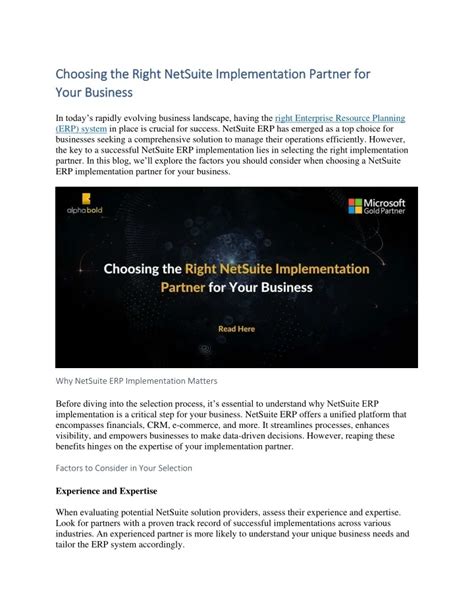 PPT Choosing The Right NetSuite Implementation Partner For Your Business PowerPoint