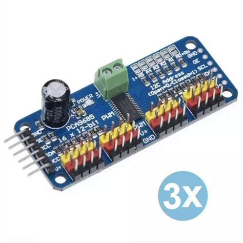 pack 3 pca9685 16 canales pwm 12 bit i2c sg90 mg90s mg995 23 990 en