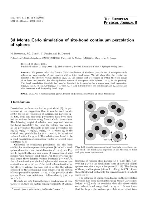 Pdf 3d Monte Carlo Simulation Of Site Bond Continuum Percolation Of