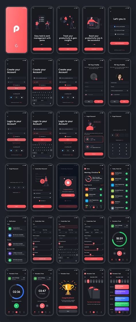 Pomo Pomodoro And Timer App Ui Kit Behance