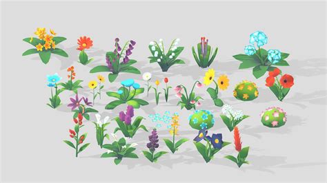 Stylized Low Poly Flowers Pack 01 Buy Royalty Free 3d Model By