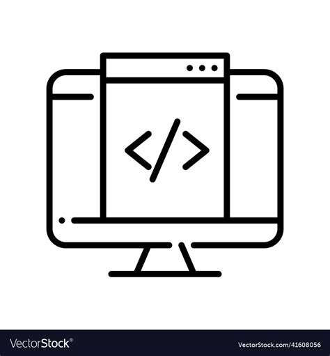 Html Web Page Coding On Computer Monitor Pixel Vector Image