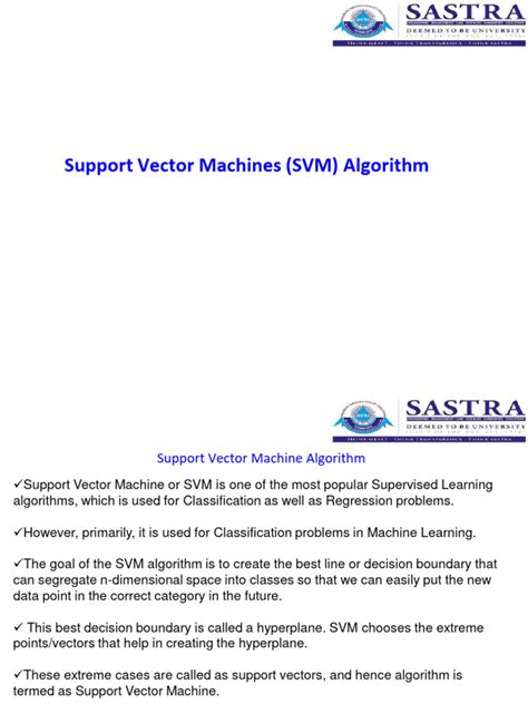 Svm Algorithm Pdf Support Vector Machine Statistical Classification