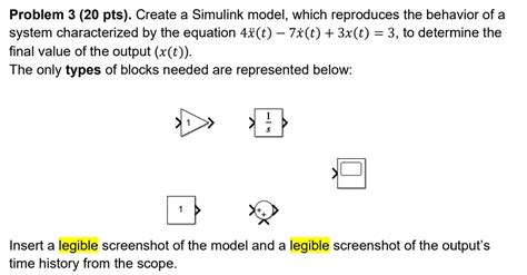 Solved Problem 3 20 Pts Create A Simulink Model Which Chegg Com
