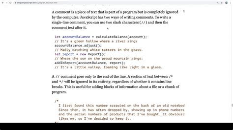 Eloquent Javascript Read Along Program Structure 017 Comments Youtube
