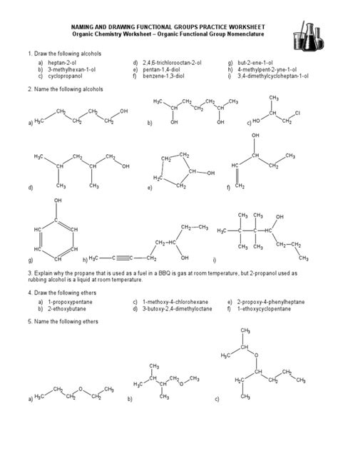 15 Naming And Drawing Functional Groups Practice Worksheet