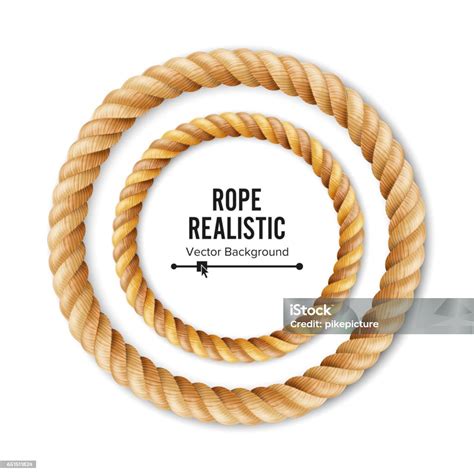 현실적인 밧줄 벡터입니다 3d 원형 로프 흰색 배경에 고립입니다 트위스트 항해 두꺼운 라인의 일러스트입니다 부드러운 그림자와 그래픽 문자열 코드 0명에 대한 스톡 벡터 아트