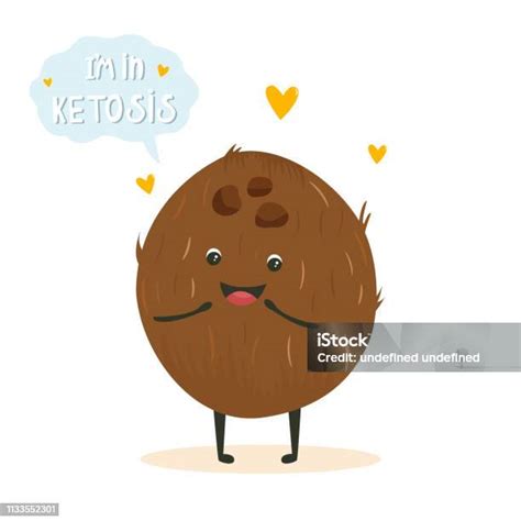 레터링 케 토 다이어트 연인 재미 귀여운 코코넛 캐릭터 케 토시 스 컨셉 코코넛에 대한 스톡 벡터 아트 및 기타 이미지