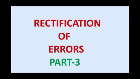 Rectification Of Errors Accountancy Class 11 Cbse Youtube