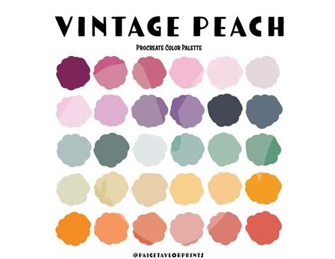 Vintage Peach Procreate Color Palette Colorful Palette Color Palette