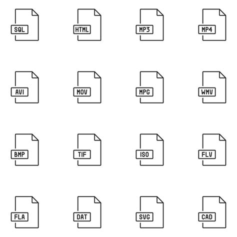File Type Line Icon Set Vector Art At Vecteezy