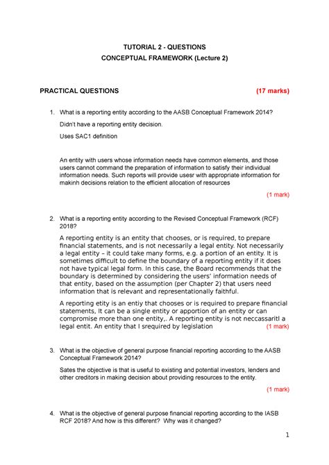 Ayb200 2020 1 L2 Tutorial Questions Tutorial 2 Questions Conceptual Framework Lecture 2