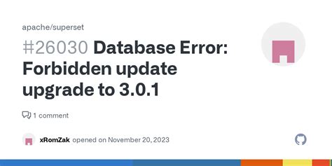 database error forbidden update upgrade to 3 0 1 · issue 26030