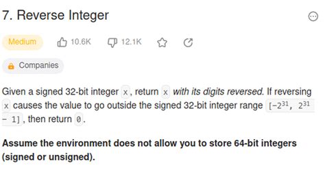 Leetcode Reverse Integer Medium