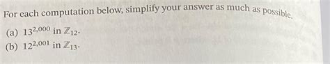 Solved For Each Computation Below Simplify Your Answer As