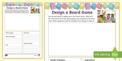 New Design A Board Game Worksheet Hecho Por Educadores