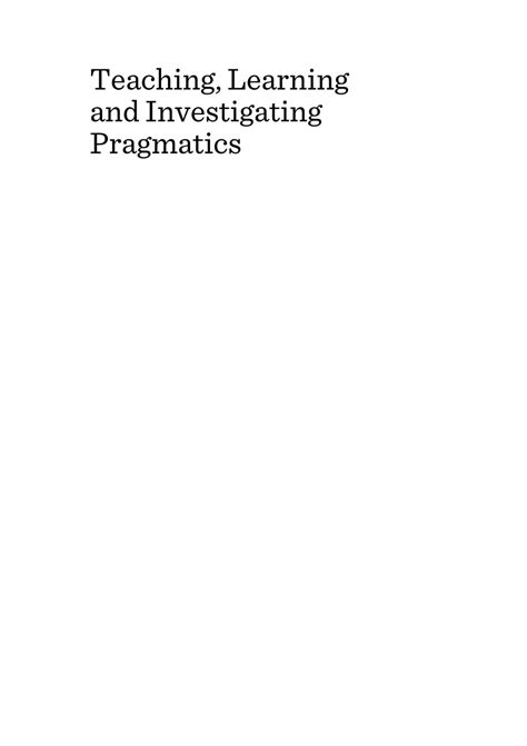 Pdf Teaching Learning And Investigating About Pragmatics Principles