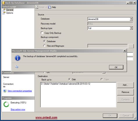 Sql Server Yedek Backup Almak Sql Serkan Togal Nam ı Diğer Ontedi