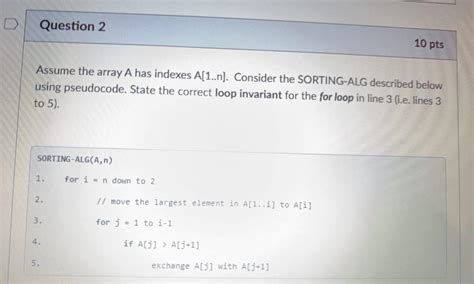 Solved Assume The Array A Has Indexes A 1 N Consider The Chegg Com