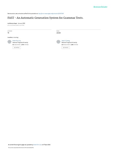 Fast An Automatic Generation System For Grammar Pdf Educational