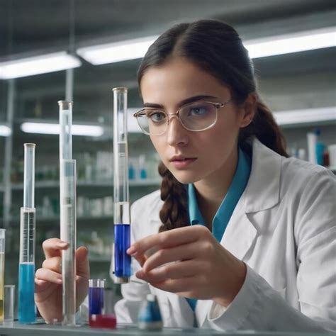 Premium Ai Image Female Science Student Looking At A Test Tube