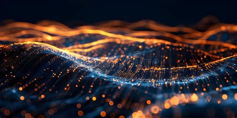 Visualizing The Abstract Digital Network Concept Glowing Lines And Dots On Dark Background