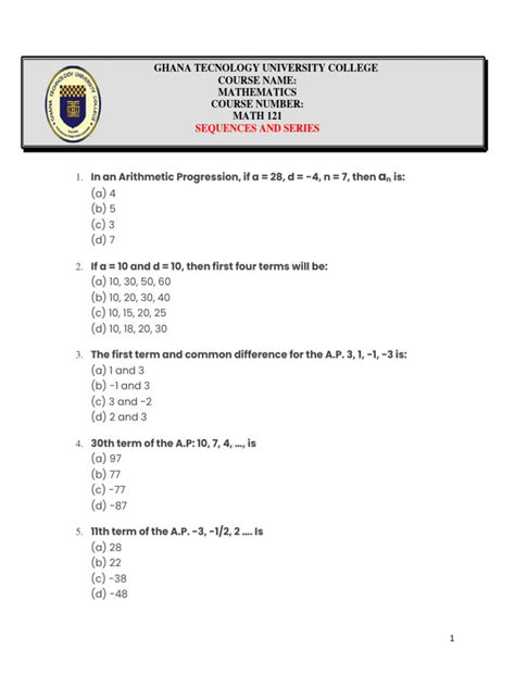 Questions On Sequences And Series Pdf Science Mathematics Questions On Sequences And Series Pdf Science Mathematics