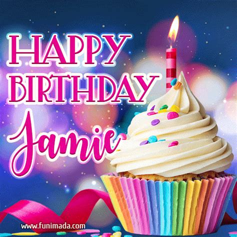 Happy Birthday Jamie Vibrant Cupcake  Download On