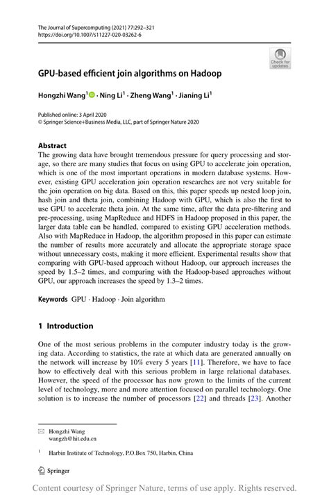 Gpu Based Efficient Join Algorithms On Hadoop Request Pdf