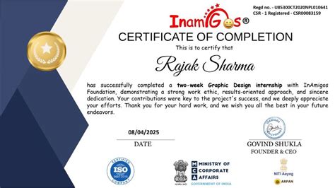 Glad To Share That I Have Completed My Internship At Inamigos Foundation Iaf Definitely A
