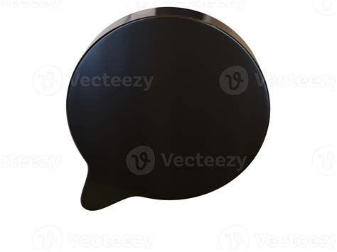 Black Round Dialog Bubble D Render PNG
