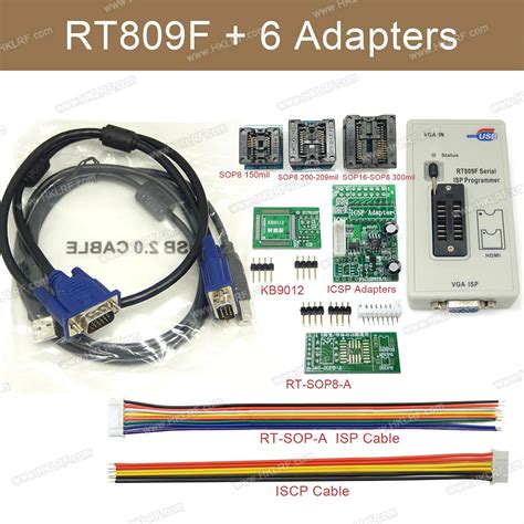rt809f set universal eprom flash vga isp avr programmer 6 adapter