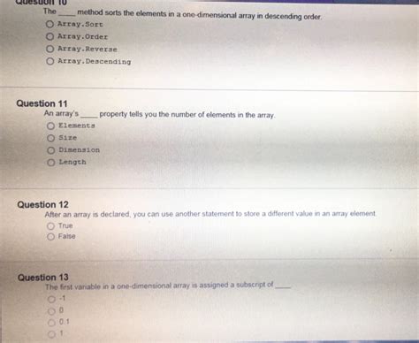 Solved The Method Sorts The Elements In A One Dimensional