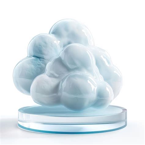 Artistic Representation Of A Frosted Glass Cloud On A Pedestal In Serene Lighting Premium Ai
