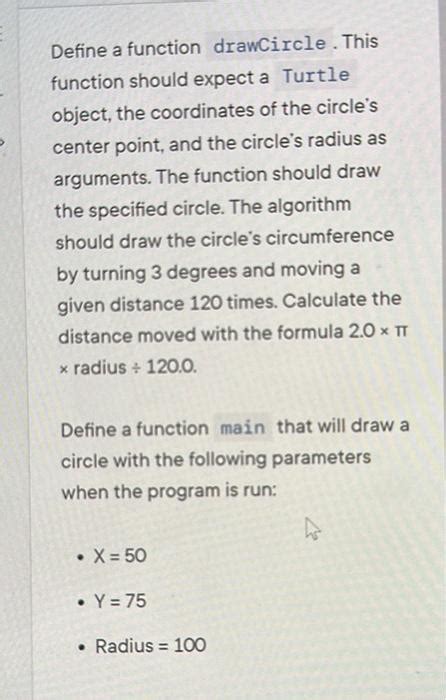 Solved Define A Function Drawcircle This Function Should