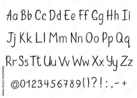 Alphabet In Sketchy Style Vector Handwritten Pencil Letters Numbers