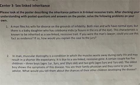 Center 3 Sex Linked Inheritance Please Look At The