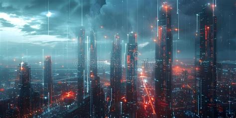 Evolution Of Cybersecurity Futuristic Cityscape With Secure Data