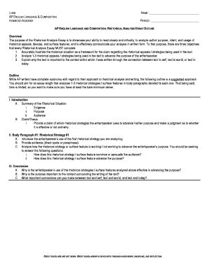 Ap Lang Rhetorical Analysis Essay Fill Online Printable Fillable Blank PdfFiller