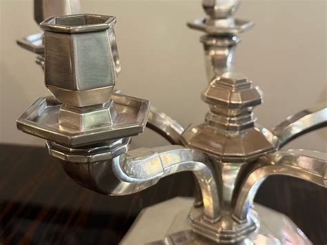 Hermès Paris Art Deco Silver Plated Candelabra Five Light Design