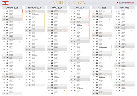 Kalender 2026 Berlin Feiertage Ferien Pdf Zum Ausdrucken