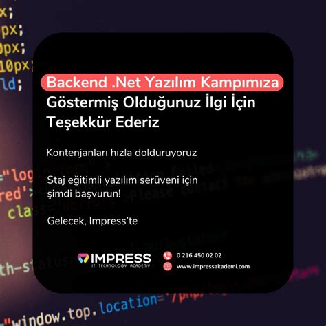 Impress Akademi Linkedin‘de Yazılım Developer Backend Dotnet Dotnetdeveloper Algoritma Veri