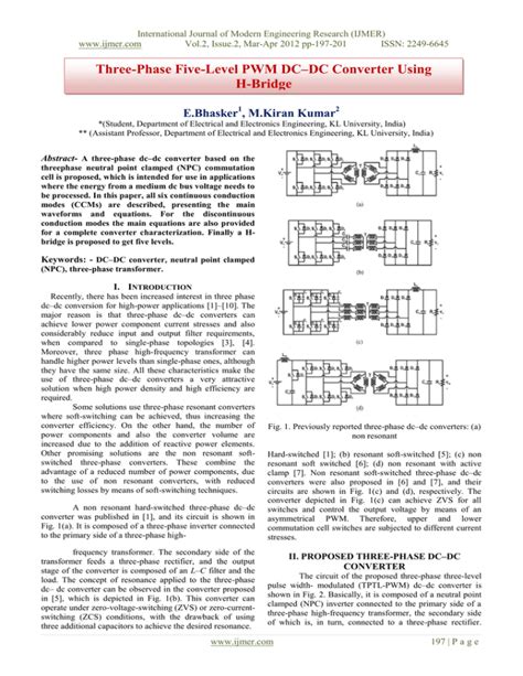 Three Phase Five Level Pwm Dcdc Converter Using H